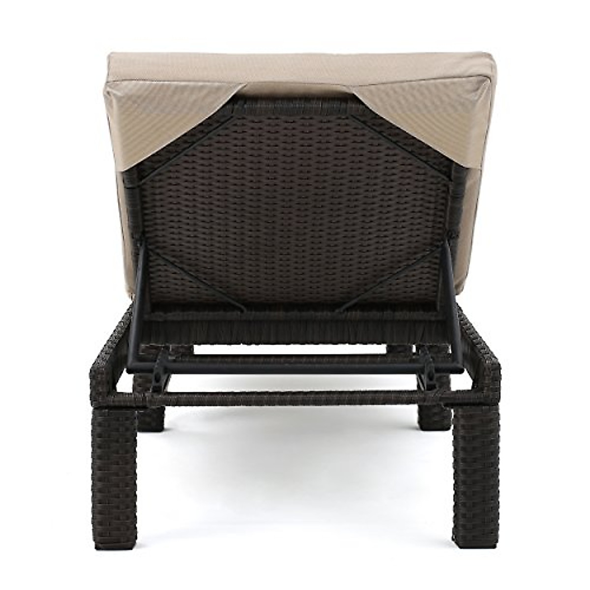 Christopher Knight Home Puerta Outdoor Wicker Chaise Lounge with Water Resistant Cushion, Dark Brown / Beige