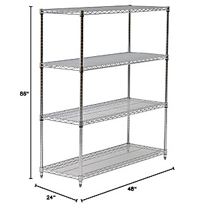 Quantum Storage Systems AD86-2436C Add-On Kit for 86" High 4-Tier Wire Shelving Unit, Chrome Finish, 24" Width x 36" Length x 86" Height