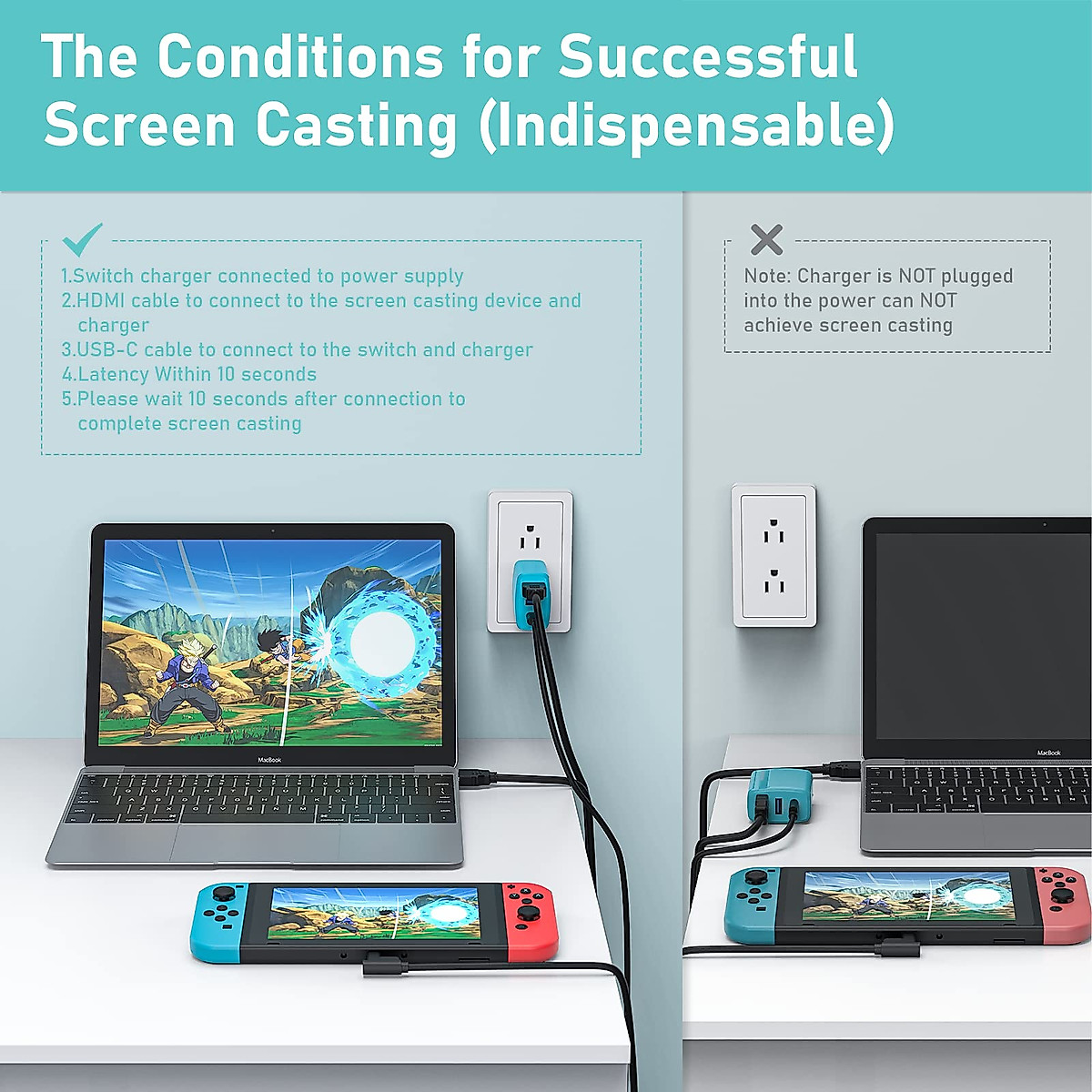 Switch Dock Charger HDMI Adapter for Nintendo Switch/OLED, Switch Docking Station Replacement for Original Dock Set, Portable 30W High-Speed with USB 3.0 Port, USB-C to USB-C Cable(Blue)