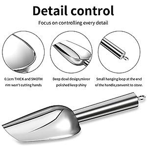 Metal Ice Scoop 5 Oz, 4 Pcak Stainless Steel Utility Scoop, Kitchen Ice Scooper for Ice Maker, Dishwasher Safe Kitchen Scoop for Weddings/Bar/Ice Bucket/Kitchen/Popcorn, Small Food Scoops