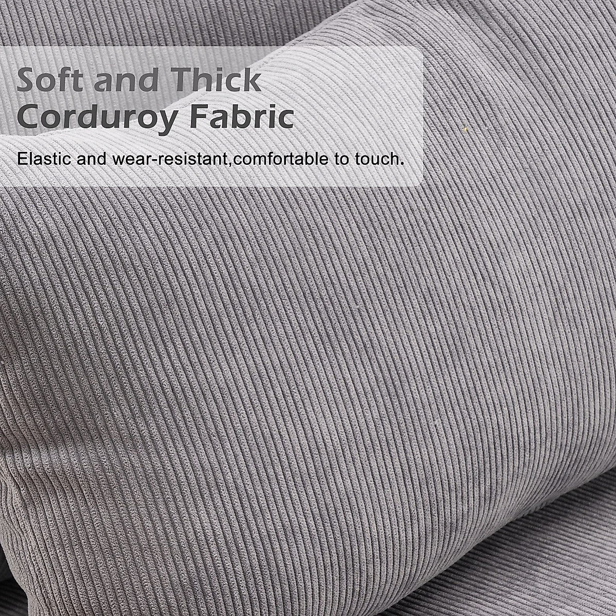 MCombo Accent Recliner with Ottoman, Fabric Arm Club Chair with Metal Legs, Adjustable Backrest and Pillow, Single Sofa Chair for Living Room Bedroom 4058 (Dark Grey, Golden Frame)