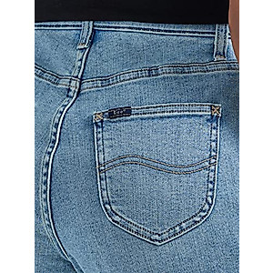 Lee Women's Ultra Lux High Rise Cuffed A-Line Denim Short, Dew Drop