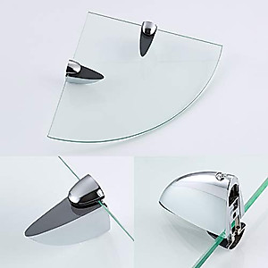 KES Tempered Glass Corner Shelf Bathroom Lavatory Triangular 8MM-Thick Wall Mount Polished Chrome, BGS3100