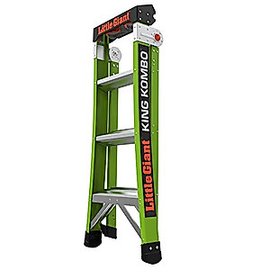 Little Giant Ladders, King Kombo, Professional, 4 ft. A Frame, 7 Ft. Extension, Fiberglass, Type 1AA, 375 lbs weight rating, (13470-001)