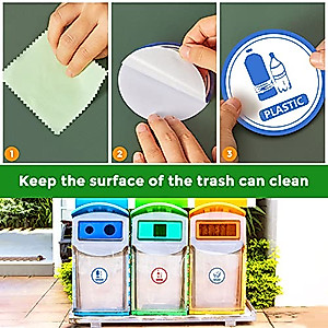 Recycling and Trash Can Sorting Sticker 3.5 x 3.5 inch Adhesive Recycle garbage Decal Waterproof Re Adjustable Recycle Sticker Waste Sorting Recycling Sticker Sign for Trash Can (12 Pieces)