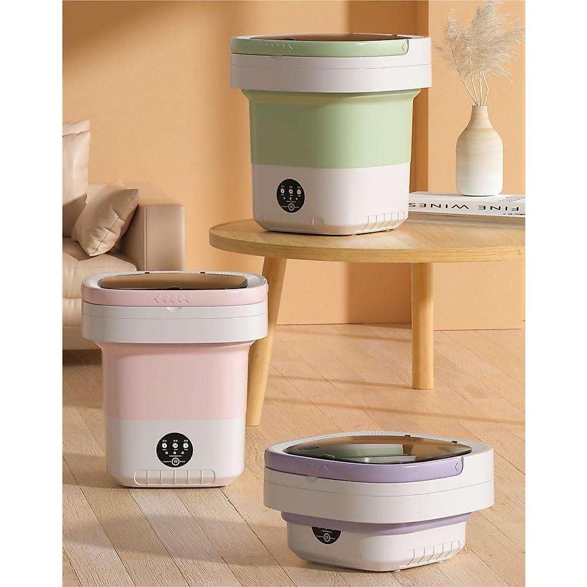 11L Portable Washing Machine with Foldable Design and 3 Cleaning Modes - Mini Washer for Baby Clothes, Underwear, Socks, and Small Items - Ideal for Apartment, Dorm, Camping, Travel (Green)