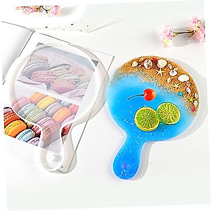 VILLCASE Tray Mold Round Serving Tray Clear Resin Epoxy Resin Coasters Bowl Mats Making Dinner Plate Resin Coaster Molds Coasters Mould Creative Coaster Mold Handle Tray Mould Cutting Board