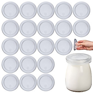 20 Pcs Yogurt Jar Lids Set 2.68Inch Clear Plastic Lids Yogurt Jars Food Storage Replacement Lids Covers for Milk Coffee Cookie Supplies
