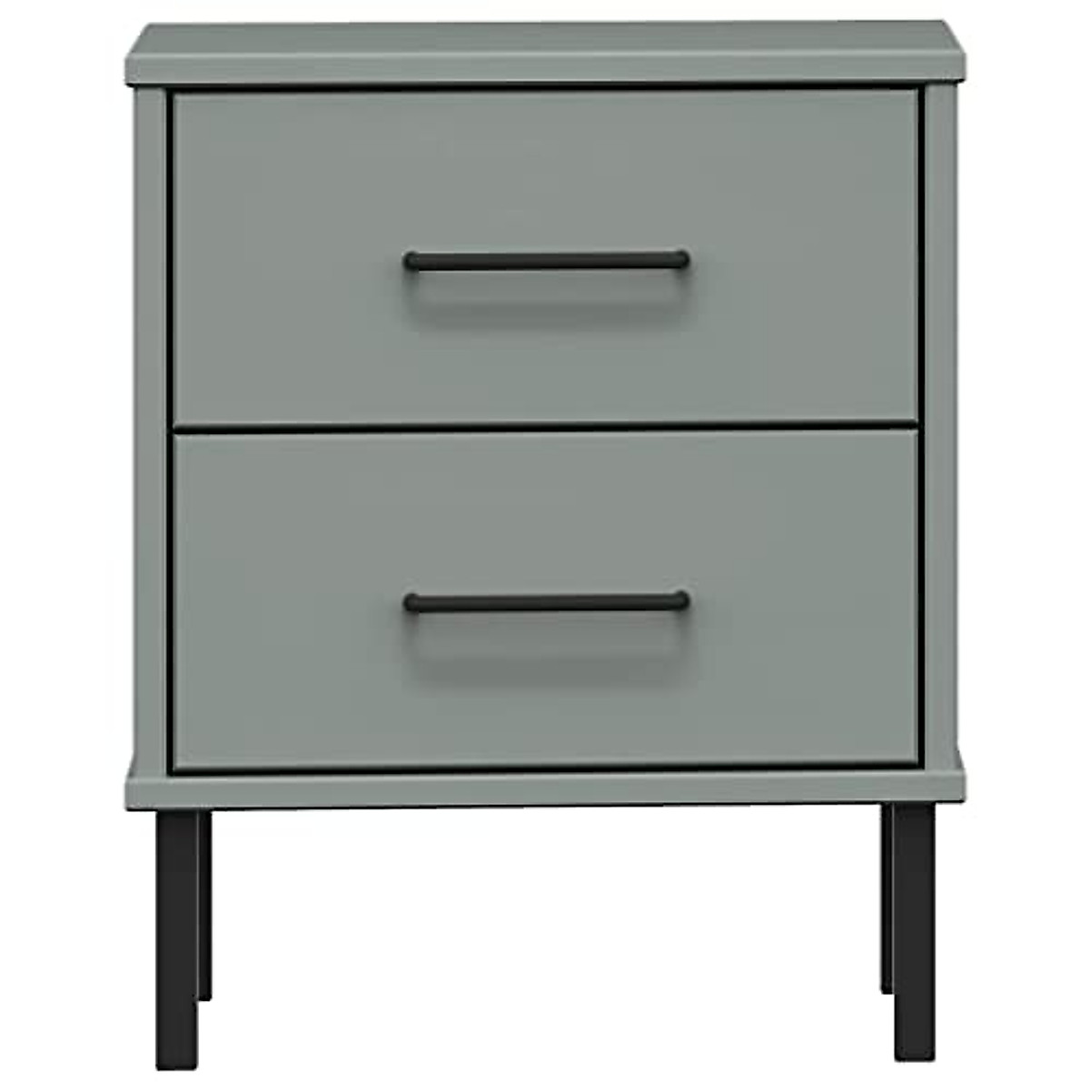 GOLINPEILO Wooden Bedside Cabinet with Metal Legs and 2 Drawers, Solid Wood NightStand End Side Table for Home Office, Gray 15.7"x13.8"x19.1"(B)