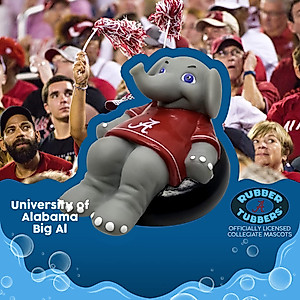 Rubber Tubbers Alabama Crimson Tide (Big Al) Collegiate Bathtub Toys - Officially Licensed NCAA Team Mascots, Authentic Sports Memorabilia, Novelty Rubber Ducks (University of Alabama)
