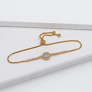 UDYLGOON Round Earrings Necklace Bracelet Jewelry Set for Women Bridal Bridesmaid Party Prom Daily Wedding (Rose Gold)