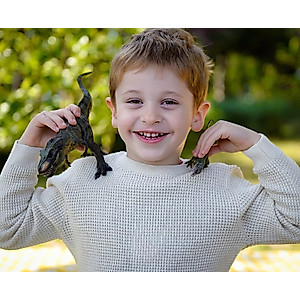 Gemini&Genius 3-Piece Dinosaur Set with T-Rex & Cubs, Action Figures, Moveable Jaw, Cake Topper, Party Gift for Kids 3-12 Years Old