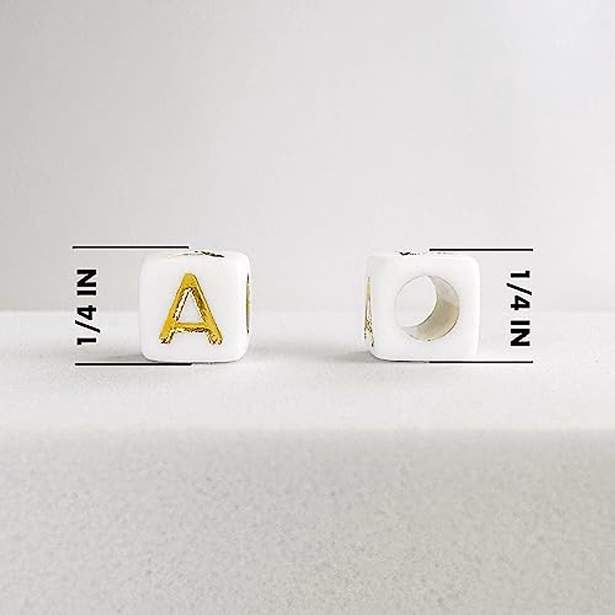 200 Letter C White Acrylic Beads with Gold Letters 6mm with 3.4mm Hole - Letter C Only