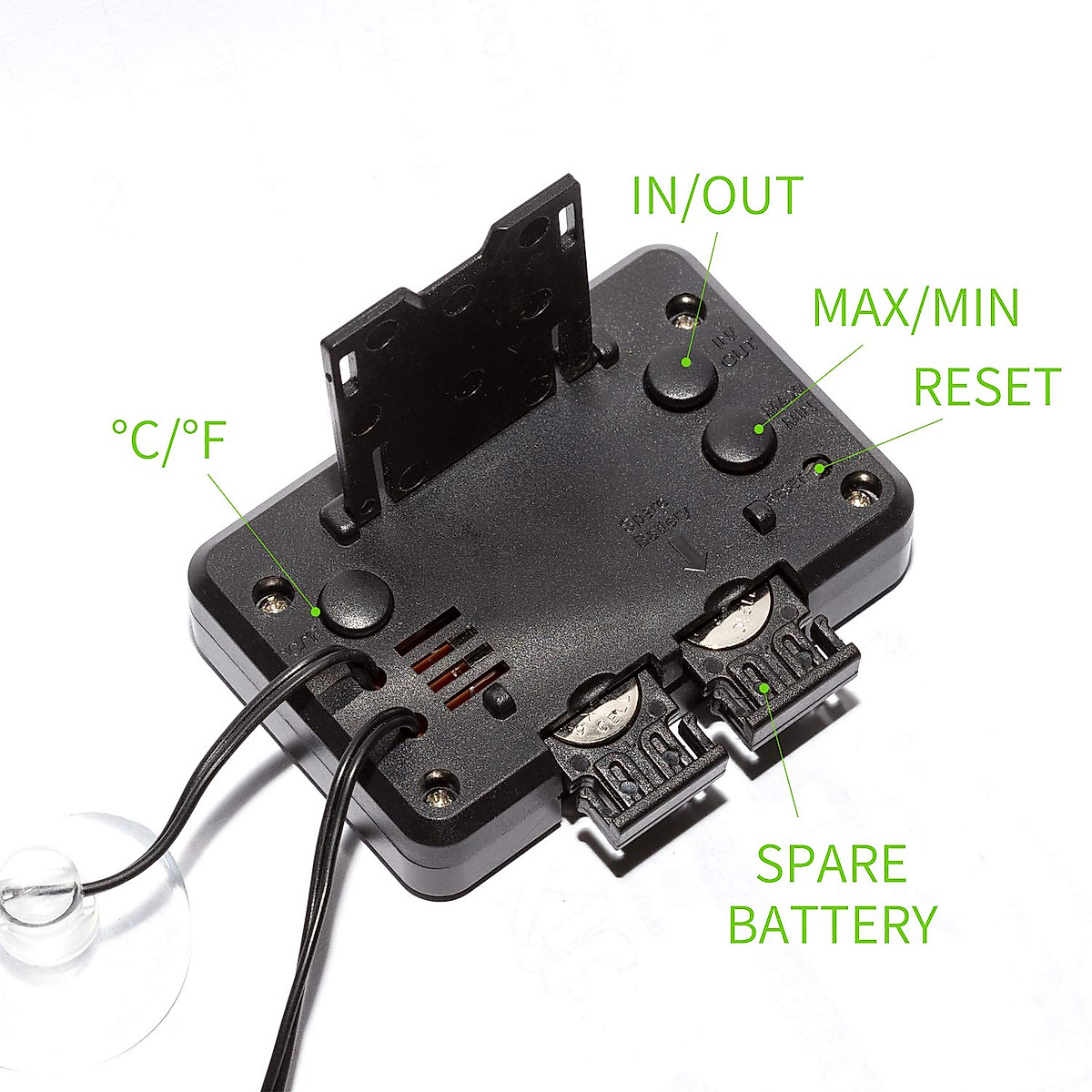 REPTI ZOO Reptile Terrariums Digital Max Min Thermometer Hygrometer with Probes Fit for Reptile Tanks Vivariums Brooders and Incubators, Multiple Mounting Options