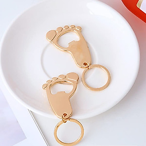 ARFUKA Bottle Opener Keychain Mini Foot Pendant Soda Beer Bottle Opener Keyring Beverage Bottle Opener Key Holder Women Men Gift for Baby Shower Birthday Christmas Festival Gold