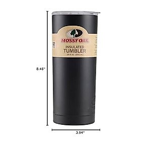 Mossy Oak Double Wall Insulated Stainless Steel Tumbler, 20-Ounce, Black