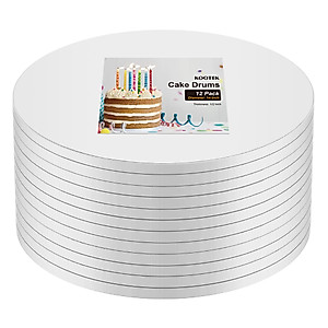 Kootek Cake Boards Drum 14 Inch Round, 1/2" Thick Cake Drums, Cake Decorating Supplies White 12 Pack Sturdy Cake Corrugated Cardboard for Multi-Layer Cakes
