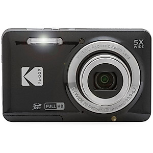 Kodak PIXPRO FZ55 Digital Camera, Black Bundle with Lexar 32GB High-Performance 800x UHS-I SDHC Memory Card + Deco Photo Point and Shoot Field Bag Camera Case