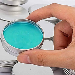 Silver 1 Ounce Aluminum Tin Jar Refillable Containers 30ml Aluminum Screw Lid Round Tin Container Bottle for Cosmetic,Lip Balm, Cream, 30 Pcs