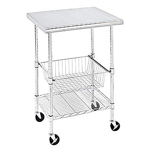 AmazonCommercial Heavy-Duty Stainless Steel Top Work Table, NSF Certified, 24" W x 20" D x 36" H