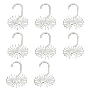 AUEAR, 8 Pack 360 Degree Rotating Scarf Hanger 20 Hooks Twirl Plastic Ties Hanger for Women Men Home Bedroom Supplies (White)