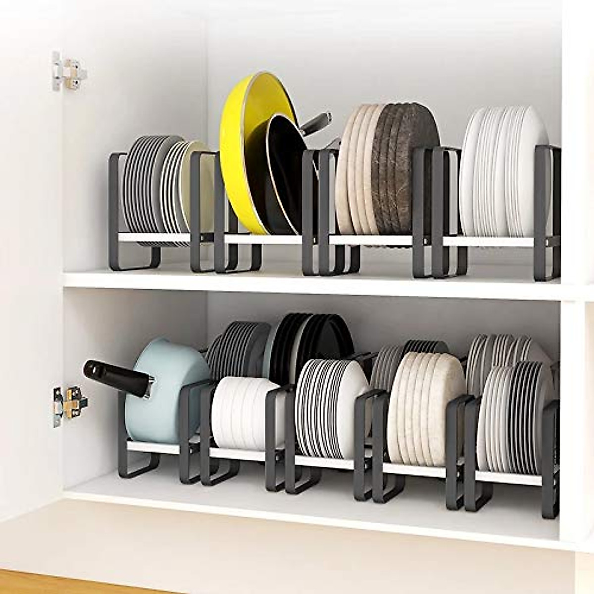 MZC Kitchen Cabinet Storage Shelves Plates Dishes Chopping Board Storage Rack Bowl Cup Holder Multifunction Kitchen Closet Organizer (L)