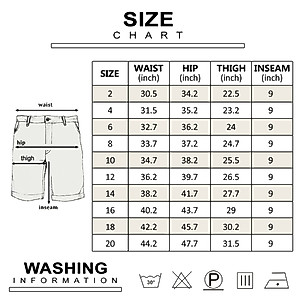 Senxcover Dress Shorts for Women, Women’s Golf Shorts Black Chino Bermuda Shorts Casual Summer Knee Length Stretch Walking Shorts with Pockets Size 6