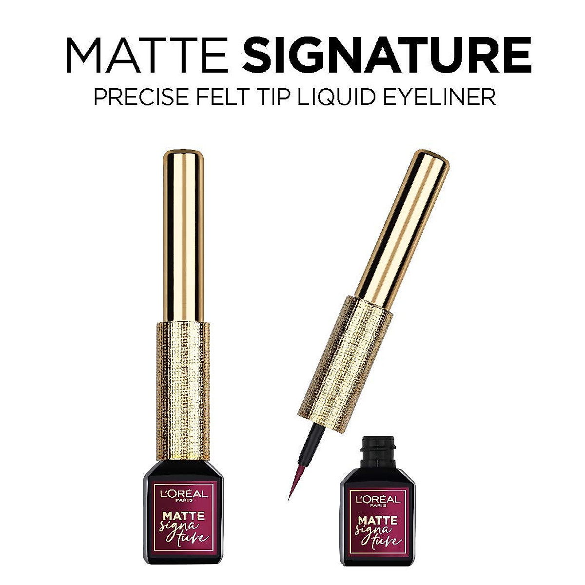L’Oréal Paris Makeup Matte Signature Liquid Dip Eyeliner, Waterproof, Precise and Easy Application, All Day Wear, Vivid Matte Finish, Burgundy, 0.07 fl; Oz.