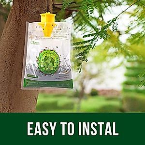 Garsum Outdoor Disposable Hanging Fly Trap Bag with Fly Bait, Catch Up to 3,5000 Flies for Barns, Stables & Ranches - 1 Pack