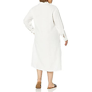 The Drop Women's Fiona Relaxed Linen Midi Shirt Dress, White, S