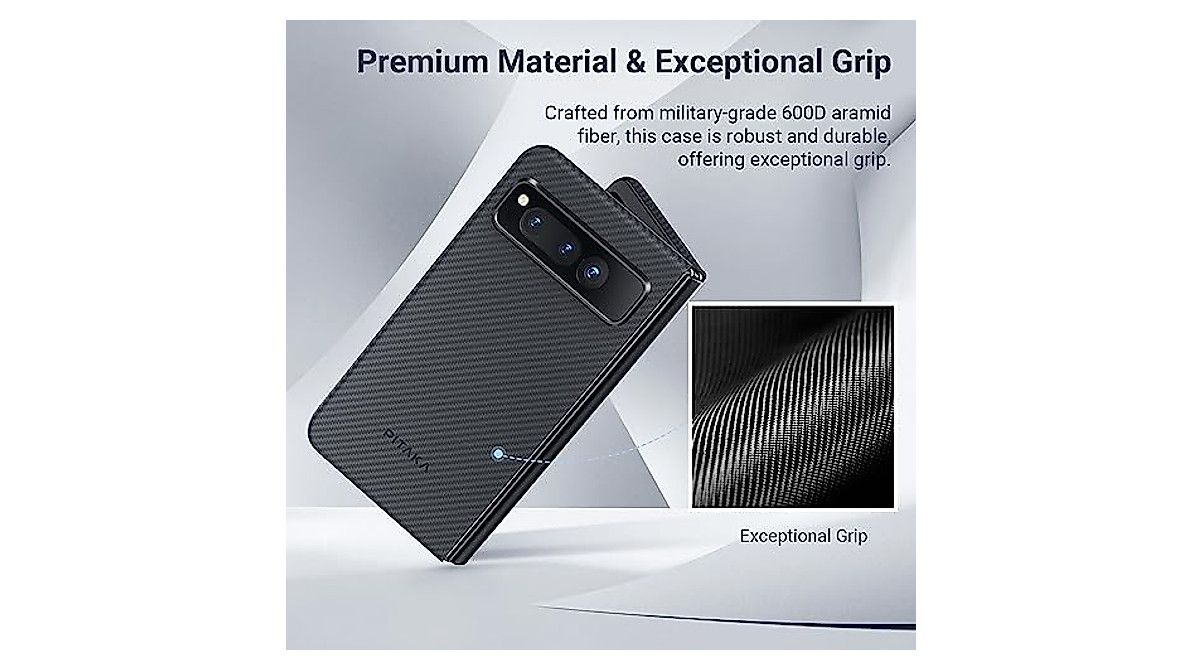 PITAKA Pixel Fold Case, Slim & Light Pixel Fold Case MagSafe, Aramid Fiber Made [MagEZ Case 3 ...