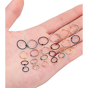 YOVORO 24PCS 20G Stainless Steel Nose Rings Hoop Cartilage Helix Ear Piercing Tragus Body Jewelry