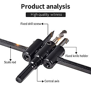 HOHXEN Adjustable Circle Hole Saw Cutter Woodworking Drill Bit,Adjustable 1-Inch to 6-Inches,Heavy Duty Wood DIY Tools(Cutting Diameter:30mm-200mm)