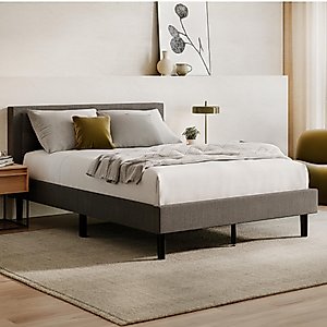 Nectar Bed Frame & Headboard - Gray - Queen - 8 Inch Legs and Sturdy Wooden Slats for Support - Contemporary and Durable Upholstery - Holds Up To 700 Pounds - Easy Assembly