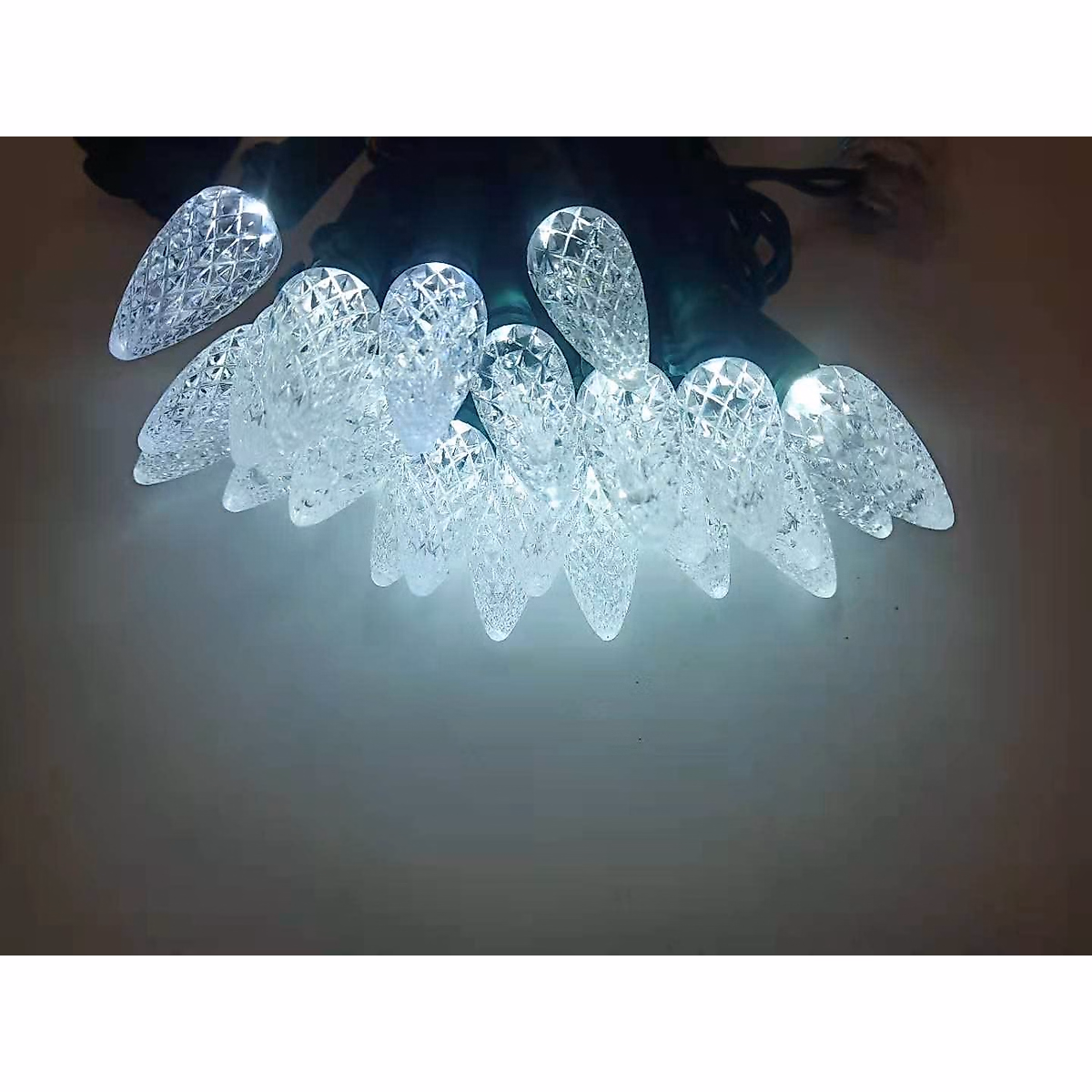 FY LTD Strawberry 18 ft 2pcs*LED50 Cool White Christmas Light String C6 Lighting Christmas Tree Decoration Court Garden Decoration Party Indoor and Outdoor Decoration (2, Cool White)