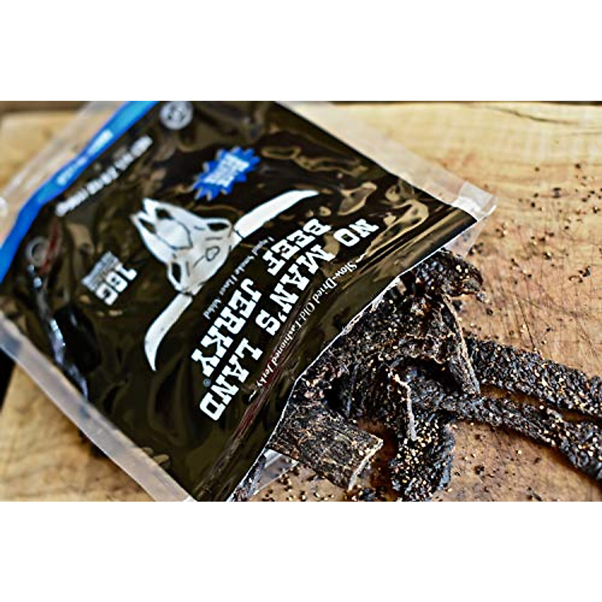 No Man’s Land BLACK PEPPER Beef Jerky High Protein Low Calorie Low Carb Beef Snack 16oz Bag