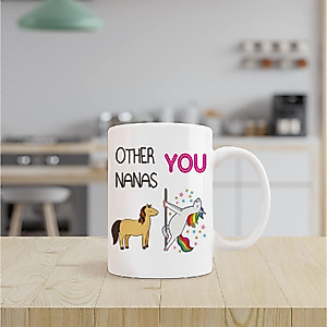 kunlisa Best Nana Mug Cup,Other Nanas VS You Cute Unicorn Ceramic Mug-11oz Coffee Milk Tea Mug Cup,Grandmother Grandma Nana Birthday Mother's Day Gifts From Grandson Granddaughter