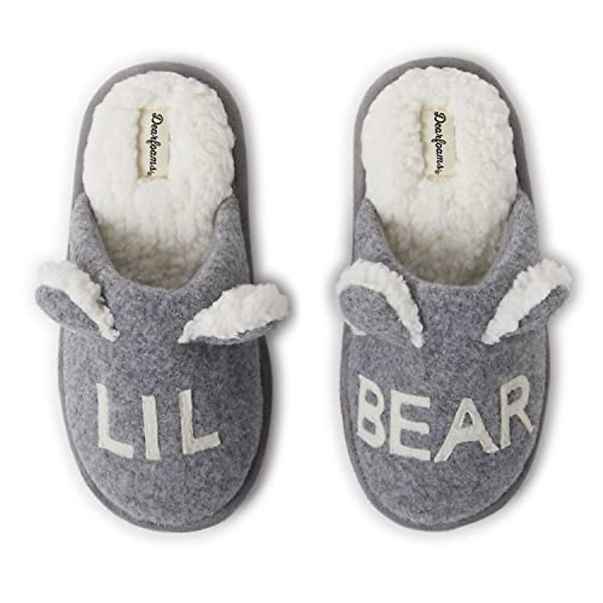 Dearfoams Easter Basket Stuffers Gifts for Kids Toddler Baby Slipper, Light Grey Lil Bear, 1 US Unisex big
