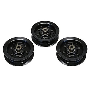3PCS Black Flat Idler Pulley Compatible with Exmark Toro 50 54 inch Deck Quest E-Series S-Series Timecutter 106-2175 , 132-9420