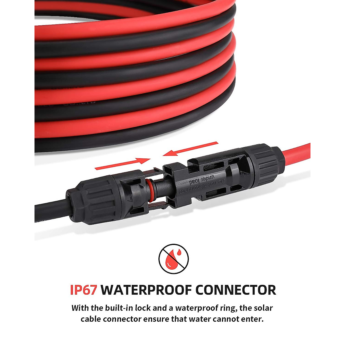 BougeRV 10Ft 10AWG Solar Extension Cable and 1 Pair of Solar Y Branch Parallel Connectors, Included Extra Free Pair of Connectors, 10Ft Solar Extension Cable Connector Kit Made of Pure Copper