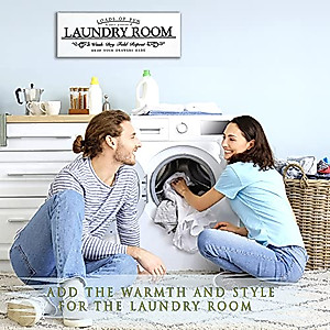 Gifhunter Laundry Room Decor With Wash Dry Fold Repeat Laundry Sign for Laundry Room Décor, Rustic Family Farmhouse Laundry Room Wall Decor Wall Sign Laundry Rules Hanging Prints for Laundry Room