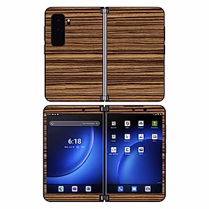 MightySkins Skin Compatible with Microsoft Surface Duo 2 - Dark Zebra Wood | Protective, Durable, and Unique Vinyl Decal wrap Cover | Easy to Apply, Remove and Change Style | Made in The USA