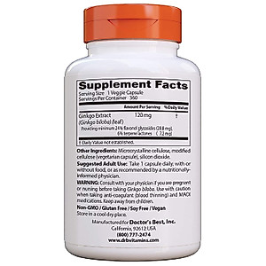Doctor's Best Extra Strength Ginkgo, Non-GMO, Vegan, Gluten Free, Soy Free, Promotes Mental Function and Memory, 120 mg, 360 Count (Pack of 1)