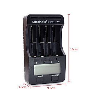 Lii-500 4 Slots Smart Intelligent Battery Charger for 3.7V Li-ion/ 1.2V Ni-MH Cylindrical Rechargeable Battery LCD Display