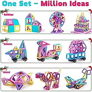 Magnetic Tiles for 3 4 5 6 7 8+ Year Old Boys Girls Magnetic Blocks Building Set for Kids Ages 3-6, Creativity and Educational Construction Toys for Toddlers 3-5 Christmas Birthday Gifts Toys-117PCS