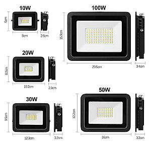 CTWUYOU LED Flood Light 100W Cold White 6500K Work Light,IP68 Waterproof Outdoor Spotlight,Suitable for Safety Lights for Gardens, Courtyards, Garages, Lawns