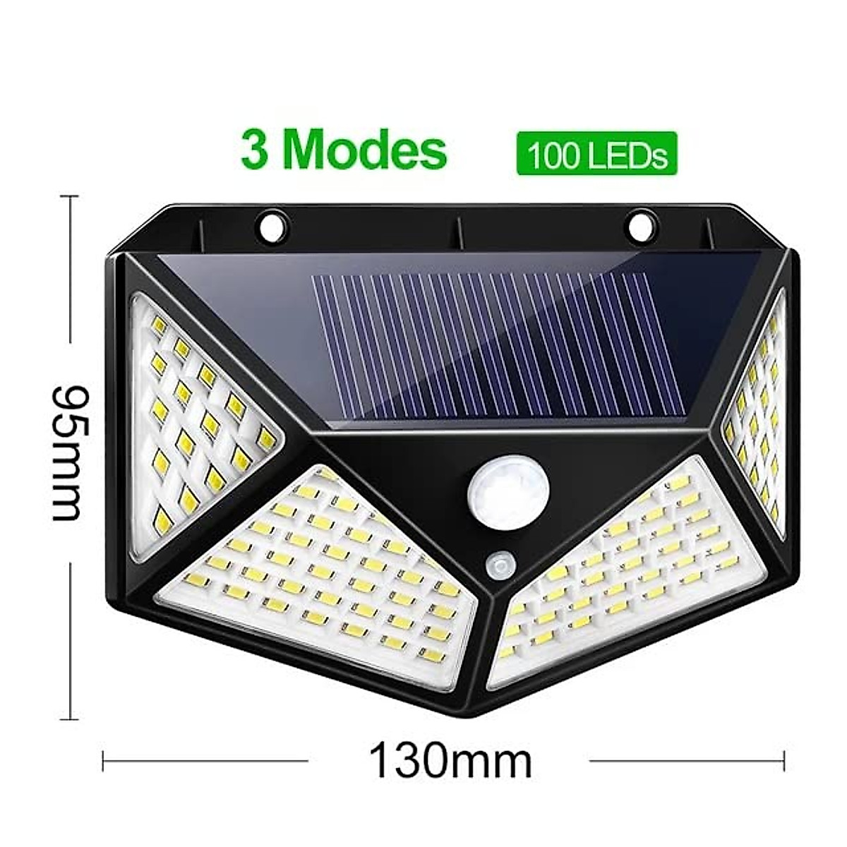Solar Lights Outdoor 100 LEDs 1000Lm Solar Motion Sensor Lights Solar Panel 15.3 in2 and 3 Modes(Security/Permanent On All Night/Smart Brightness Control) with IP65 Waterproof with Wide Angle(2pack)