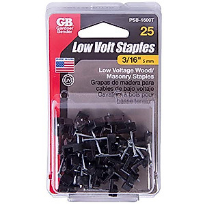 Gardner Bender PSB-1600T 25-Pk. 3/16-In. Black Low-Volt Staples - Quantity 8