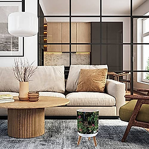 QOR88NJOG Trash Can with Lid Seamless Jungle Leopardstropical Leaves and Flowers Dark Exotic Forest Wood Small Garbage Bin Waste Bin for Kitchen Bathroom Bedroom Press Cover Wastebasket 7L/1.8 Gallon