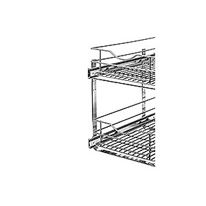 Knape & Vogt RS-DBLMUB-14-FN 14.625 inch W x 21.75 inch D x 16.25 inch H Double Tier Pull Out Cabinet Organizer, Frosted Nickel